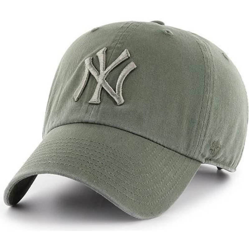 47 Brand Curved Brim Green Logo New York Yankees MLB Clean Up Light ...