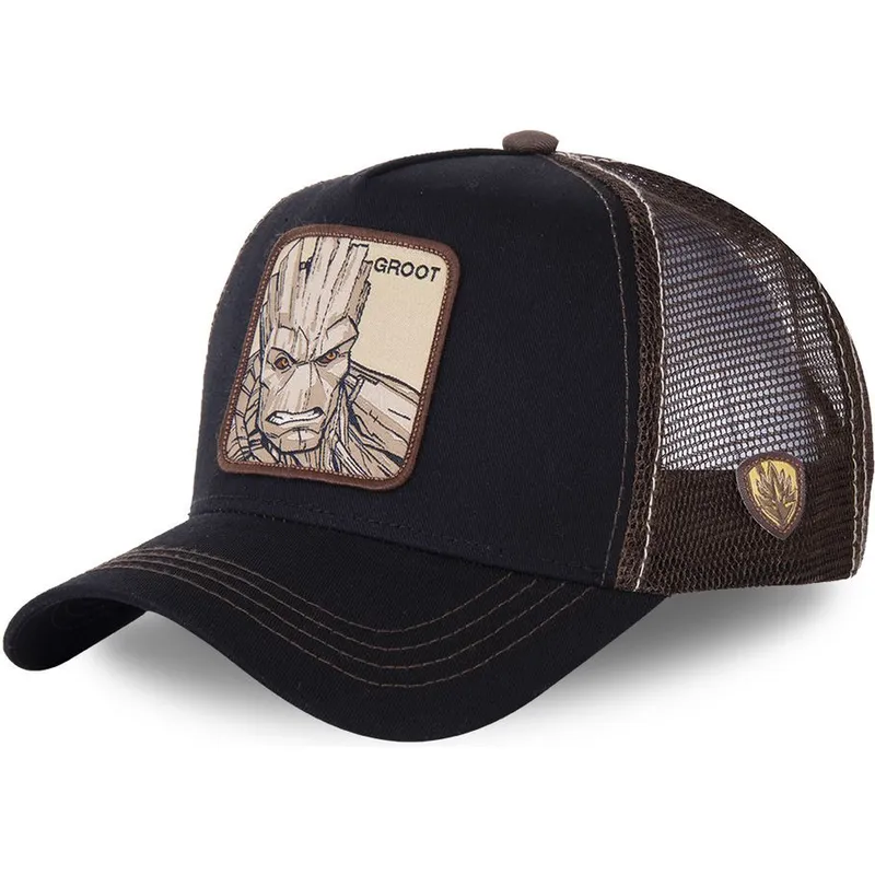 Capslab Groot GRO2 Marvel Comics Black and Brown Trucker Hat ...