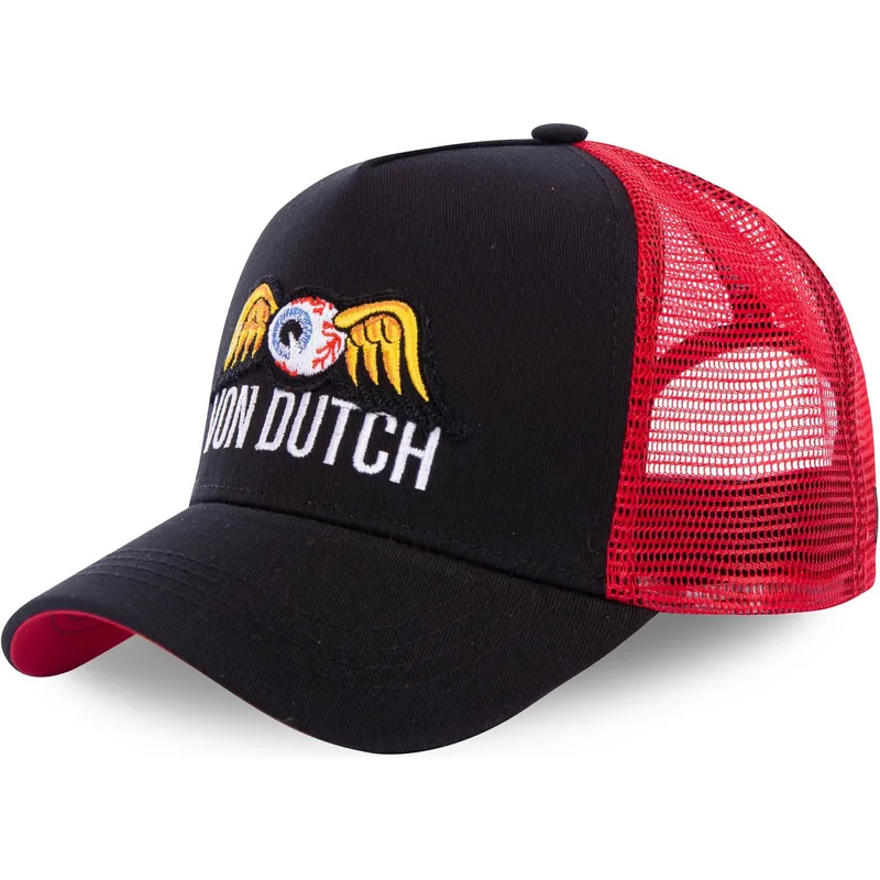 Von Dutch EYEPAT2 Black and Red Trucker Hat: Caphunters.co.uk