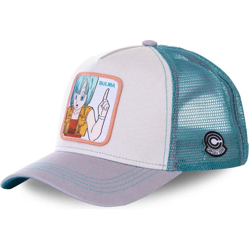 Capslab Bulma BUL1 Dragon Ball White, Blue and Grey Trucker Hat ...