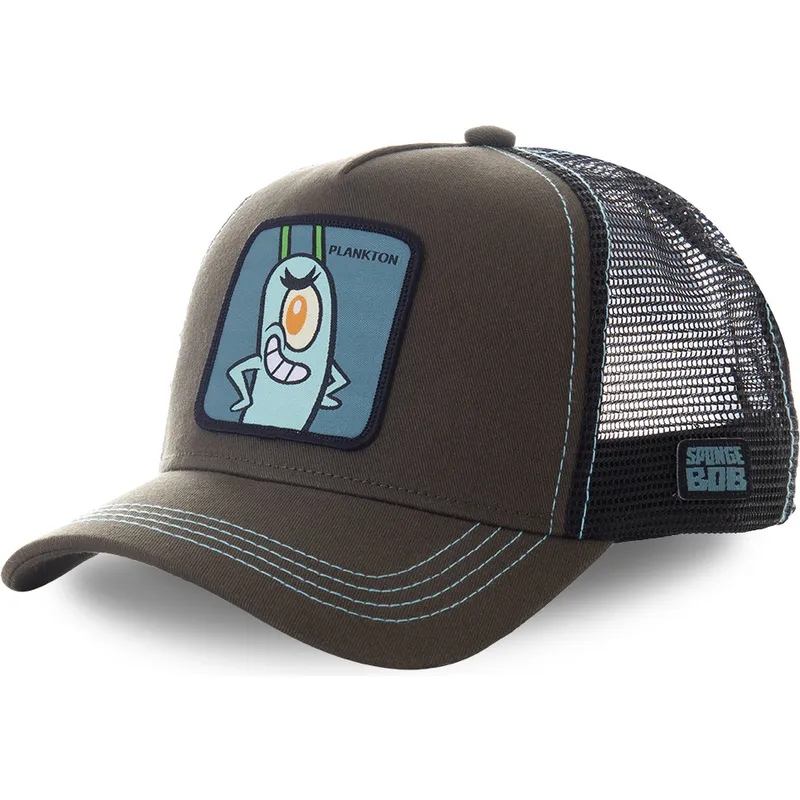 Capslab Plankton PLK SpongeBob SquarePants Grey Trucker Hat: Caphunters ...