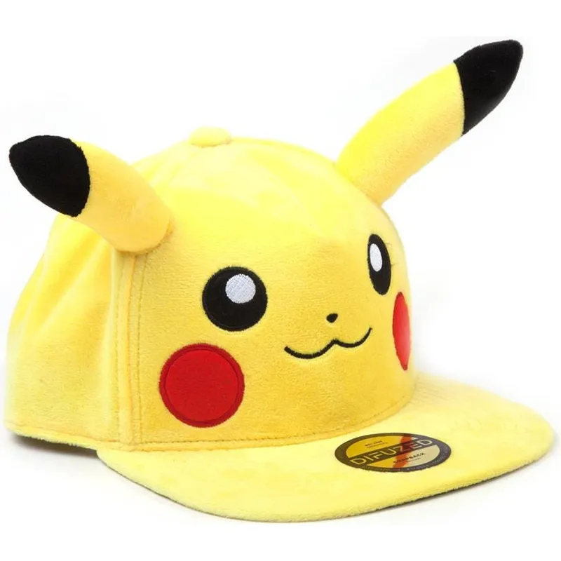 Difuzed Flat Brim Pikachu Plush Pokémon Yellow Snapback Cap: Caphunters ...