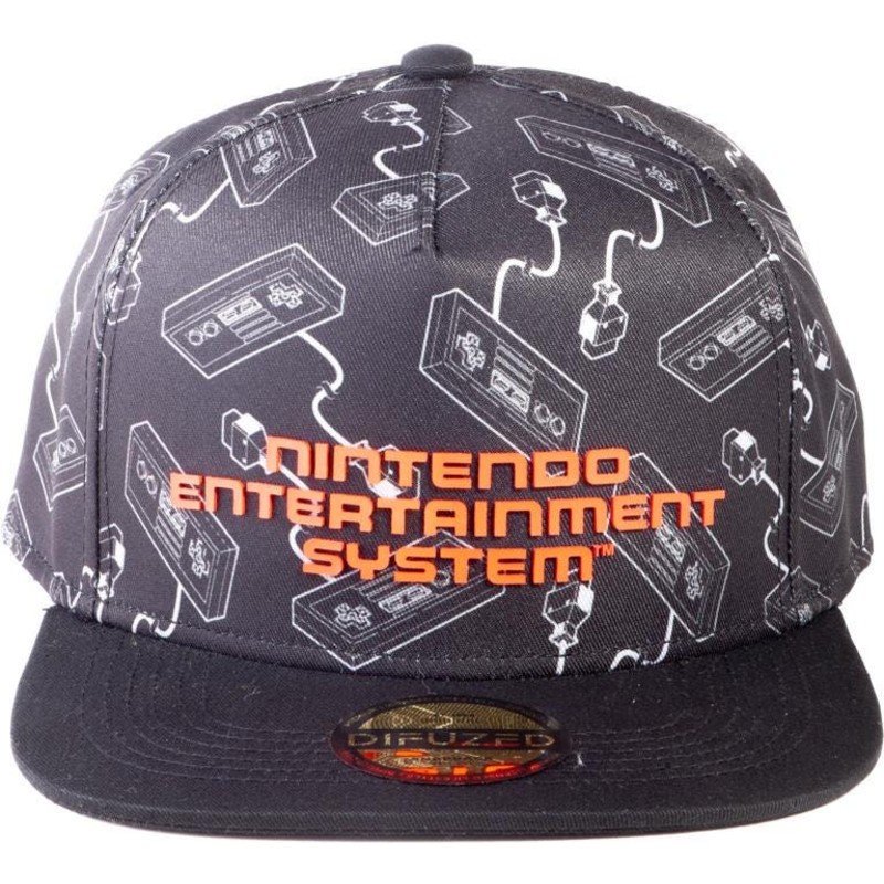 Difuzed Flat Brim NES Controllers Nintendo Black Snapback Cap ...