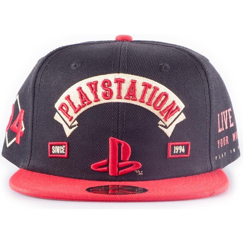 Difuzed Flat Brim PlayStation Sony Black and Red Snapback Cap ...