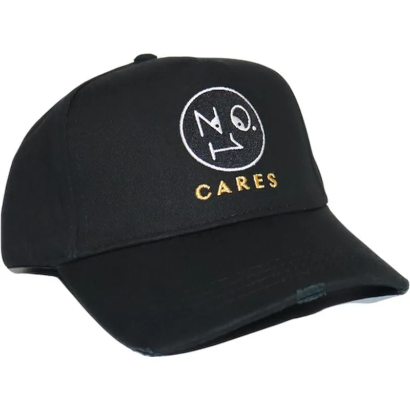 The No.1 Face Curved Brim No.1 Cares Distressed Black Gold Logo Black ...