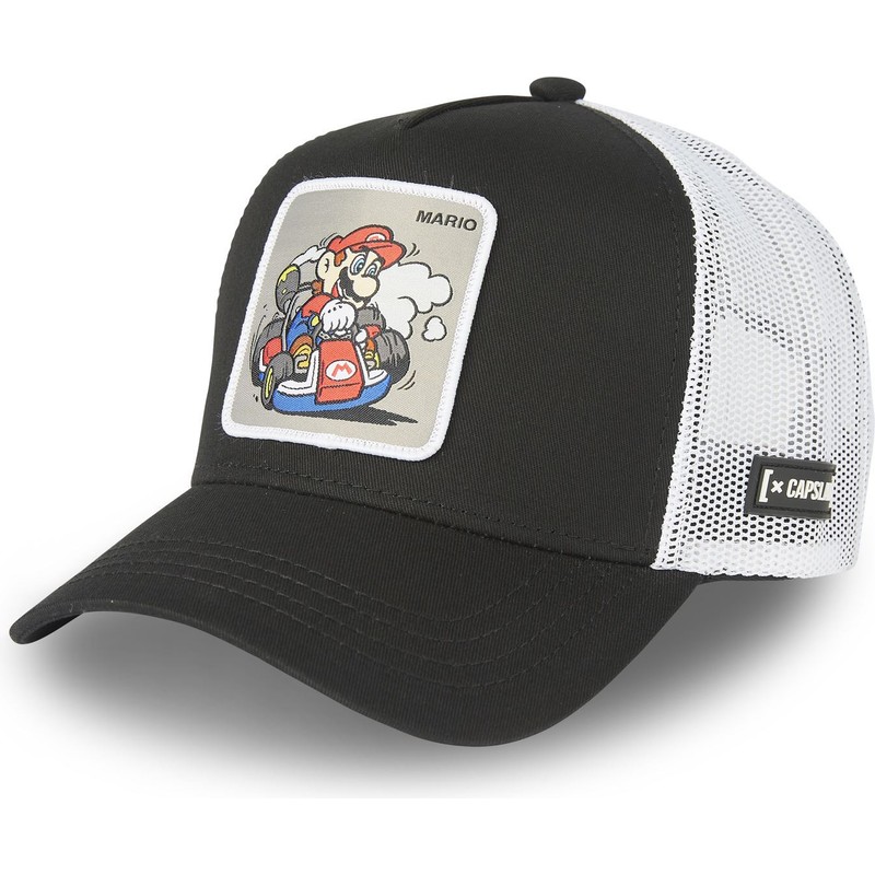 Capslab Mario Kart DRI2 Super Mario Bros. Black and White Trucker Hat ...