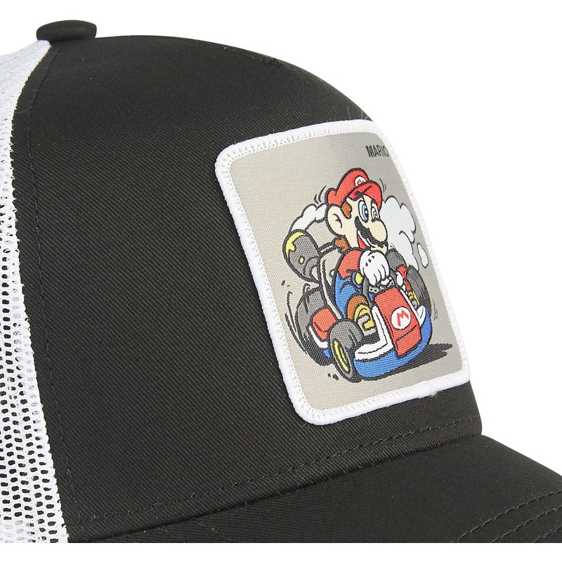 Capslab Mario Kart DRI2 Super Mario Bros. Black and White Trucker Hat ...
