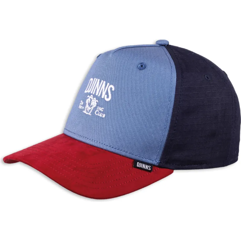 Djinns Curved Brim Do Nothing Club HFT DNC Mix Fabric Blue and Red ...