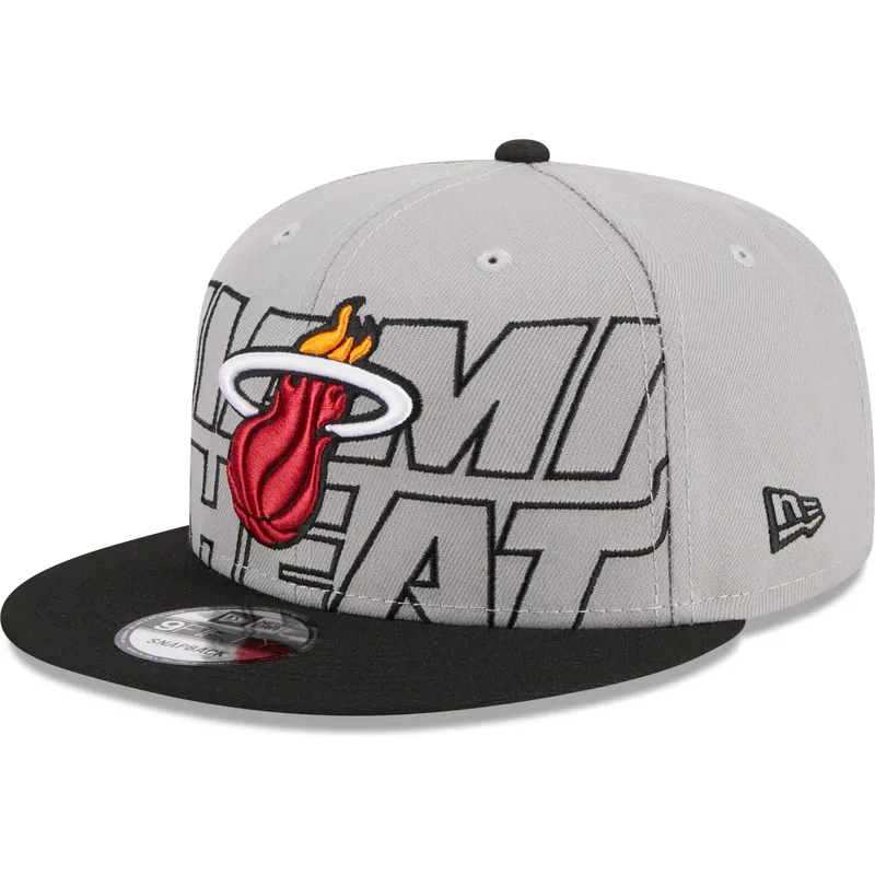 New Era Flat Brim 9FIFTY Draft Edition 2023 Miami Heat NBA Grey and ...
