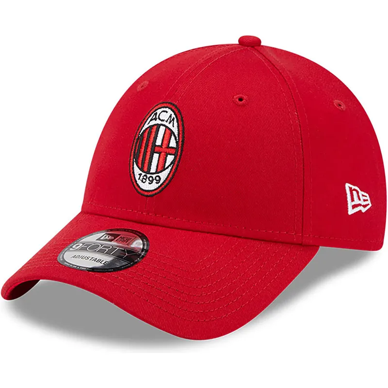 New Era Curved Brim 9FORTY Core AC Milan Serie A Red Adjustable Cap ...