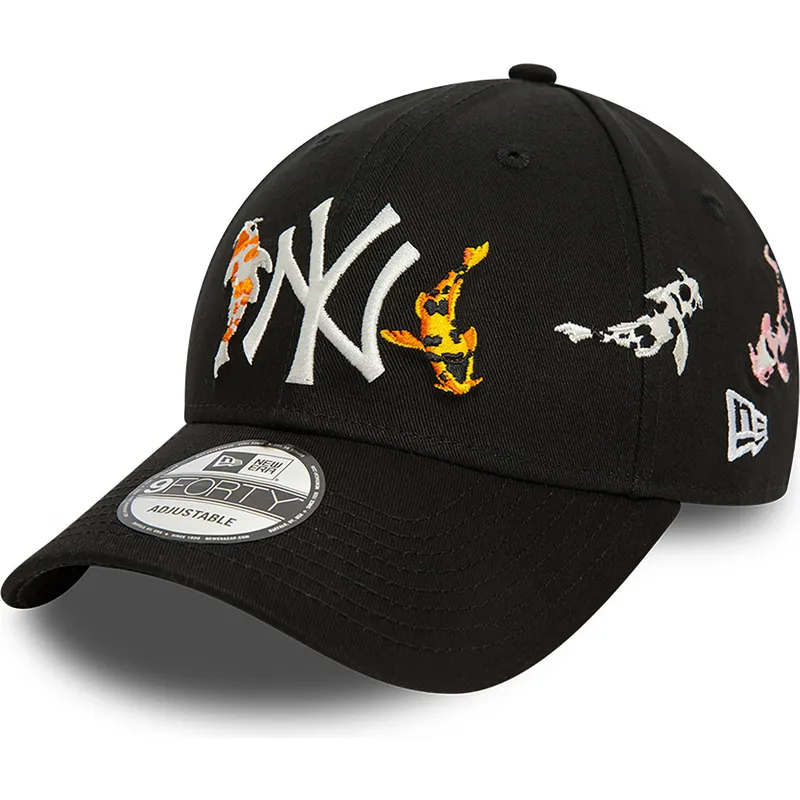 New Era Curved Brim 9FORTY Koi Fish New York Yankees MLB Black ...