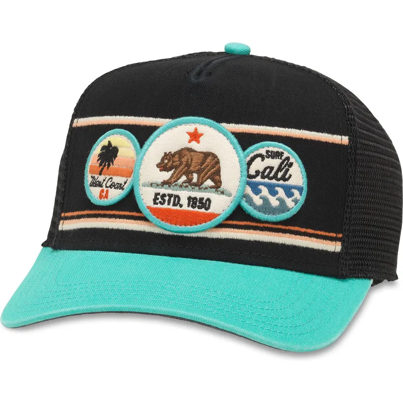 American Needle California Domino Black and Blue Snapback Trucker Hat ...