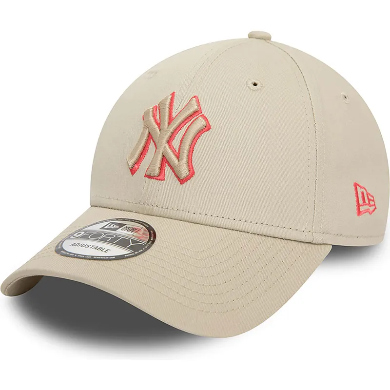 New Era Curved Brim 9FORTY Team Outline New York Yankees MLB Beige ...
