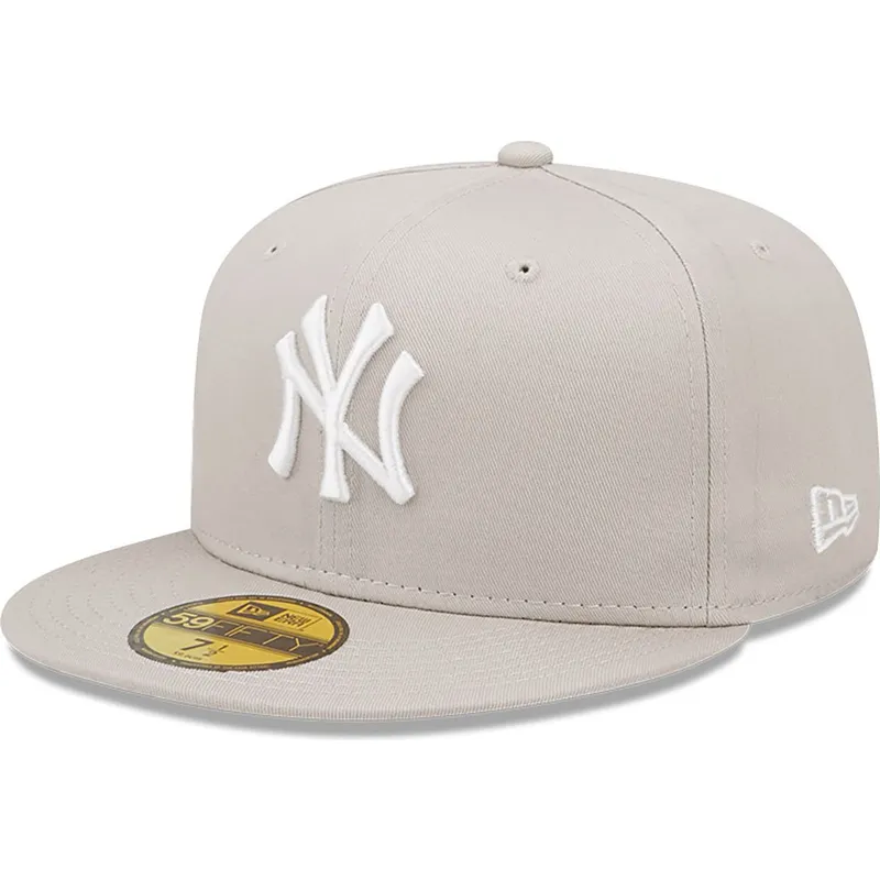 New Era Flat Brim 59FIFTY League Essential New York Yankees MLB Beige Fitted Cap: Caphunters.co.uk