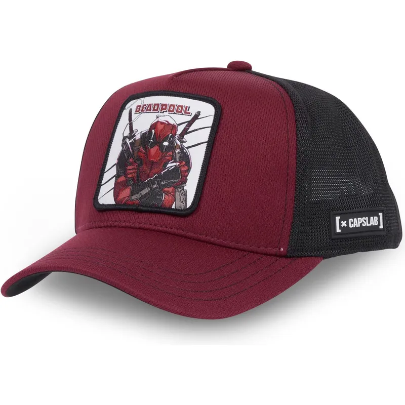 Capslab Deadpool BAD1 Marvel Comics Maroon and Black Trucker Hat ...