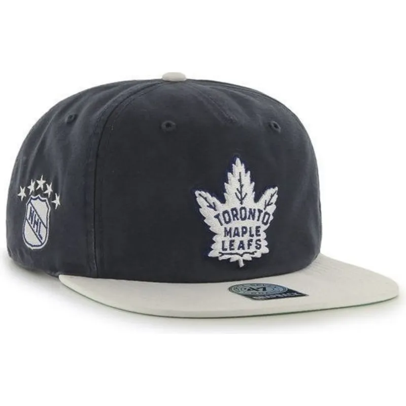 47 Brand Flat Brim Toronto Maple Leafs NHL Black Snapback Cap ...