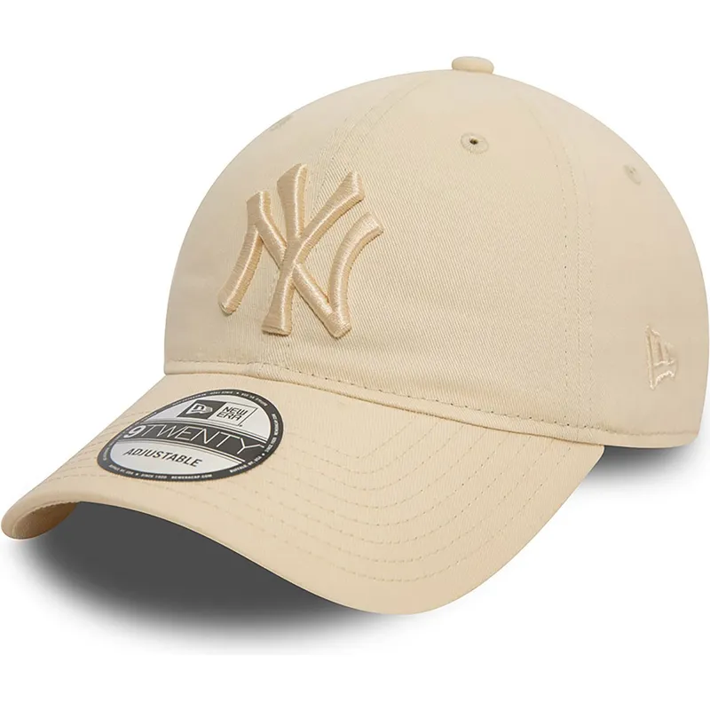 New Era Curved Brim 9TWENTY League Essential New York Yankees MLB Beige Adjustable Cap with ...