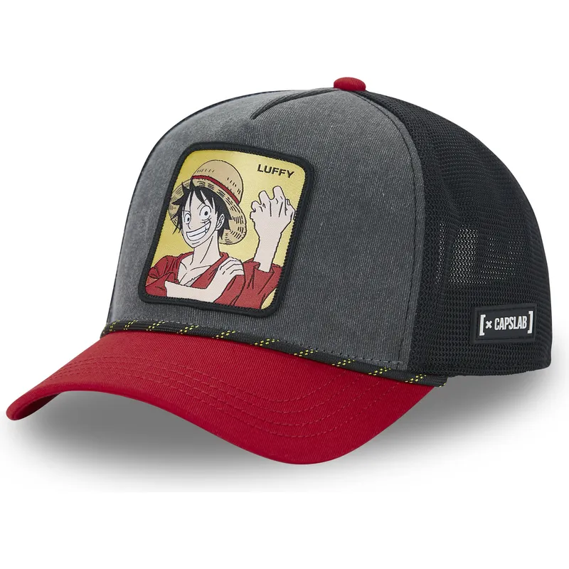 Capslab Monkey D. Luffy OP4 MUG One Piece Black and Red Trucker Hat ...
