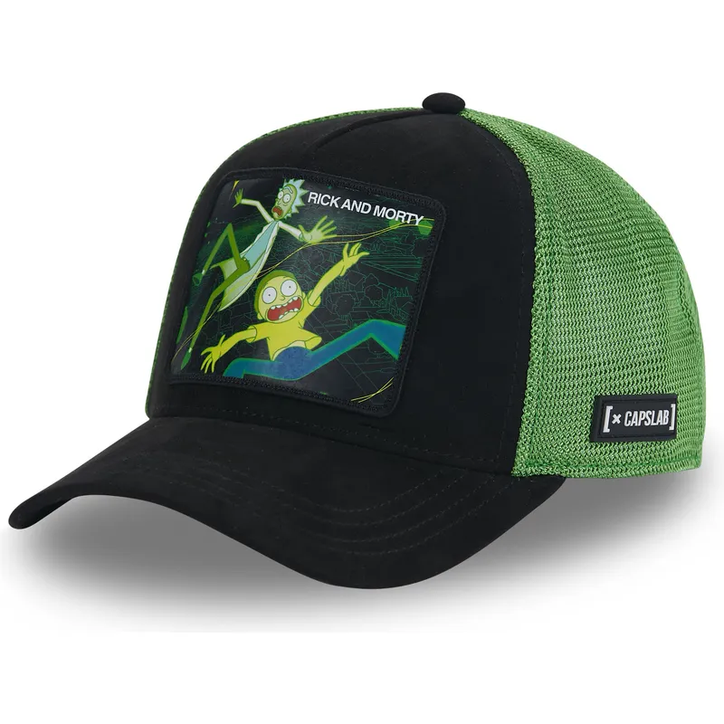 Capslab REM5 REM Rick and Morty Black and Green Trucker Hat: Caphunters ...