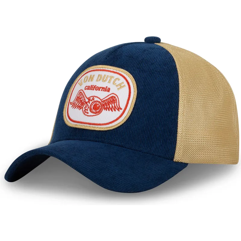 Von Dutch BLU CT Navy Blue and Beige Trucker Hat: Caphunters.co.uk