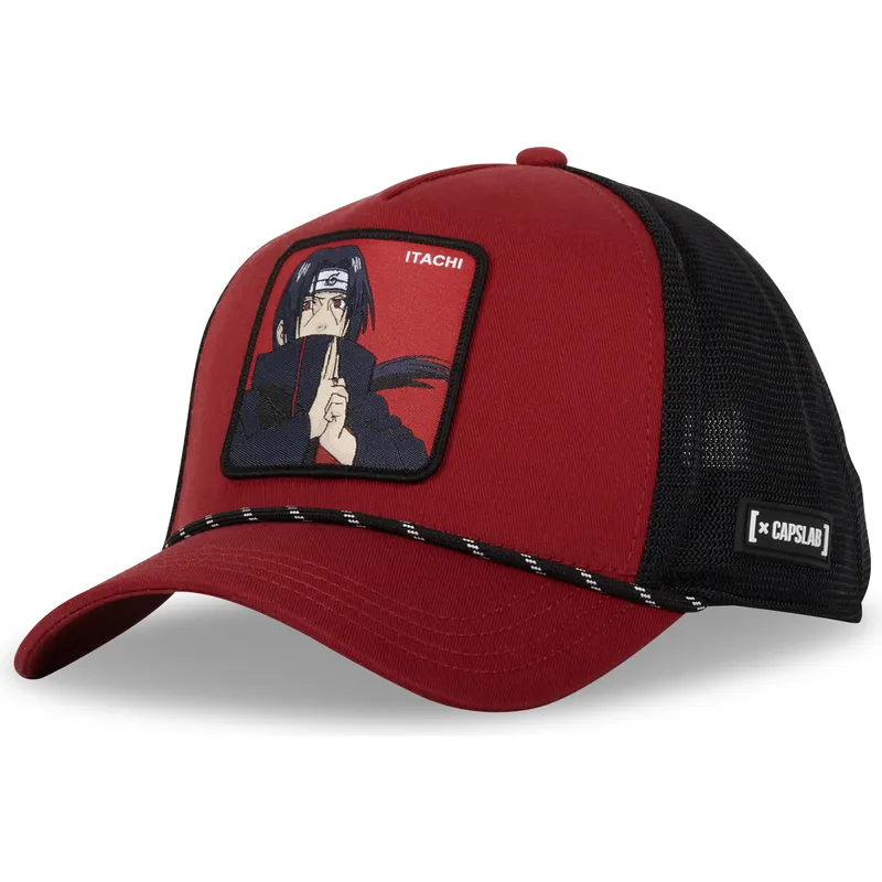 Capslab Itachi Uchiha RED Naruto Red and Black Trucker Hat: Caphunters ...