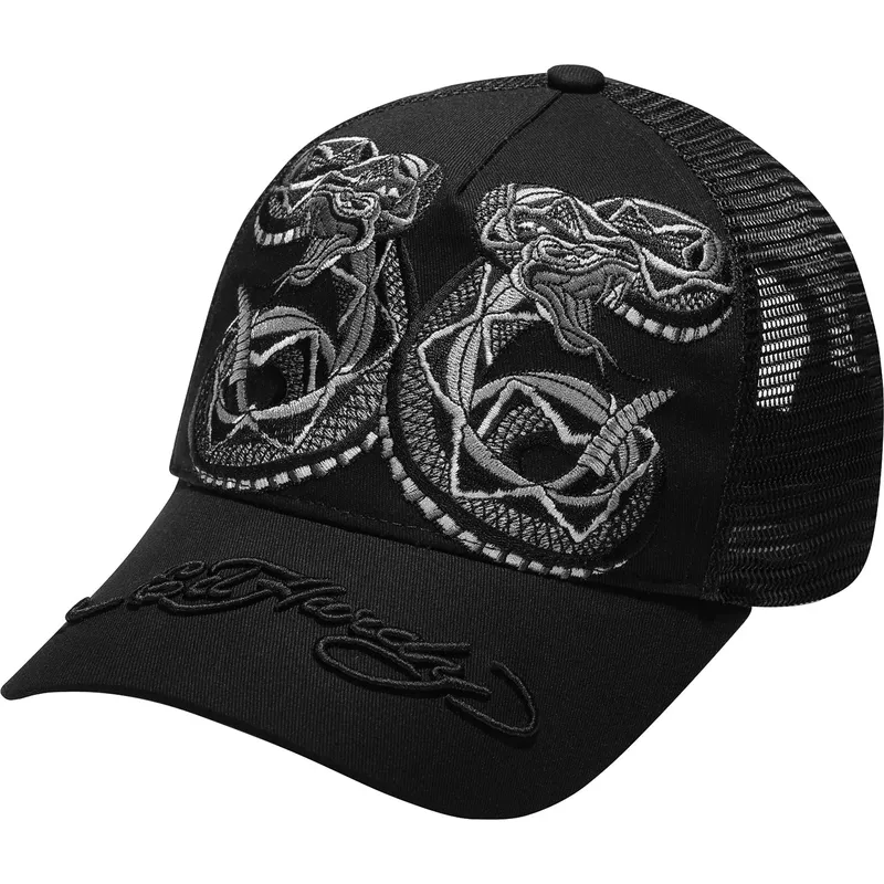 Ed Hardy Duo Black Snake Black Trucker Hat: Caphunters.co.uk