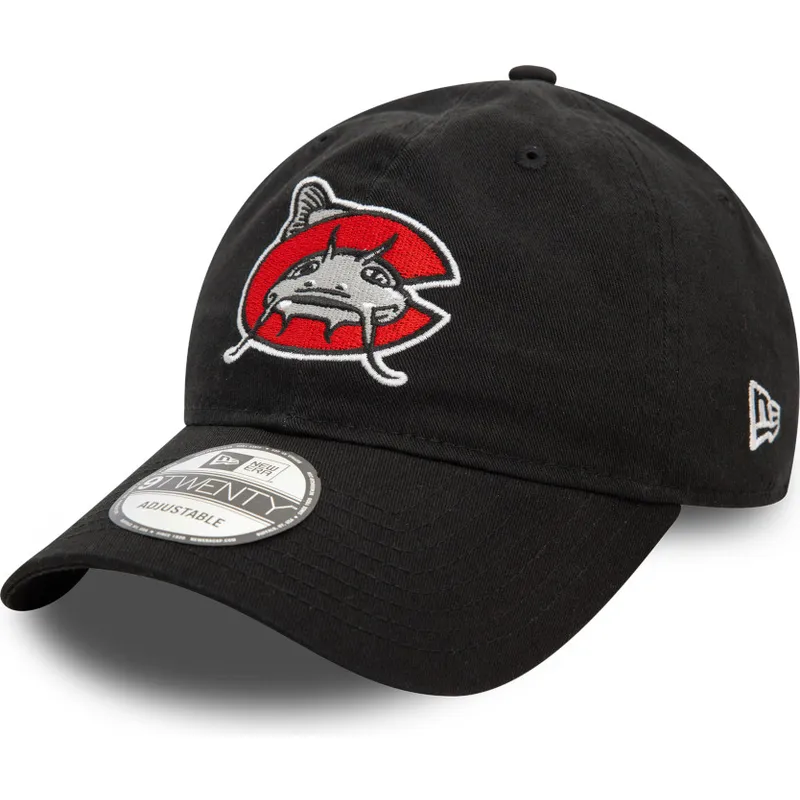 New Era Curved Brim 9TWENTY Carolina Mudcats MiLB Black Adjustable Cap ...