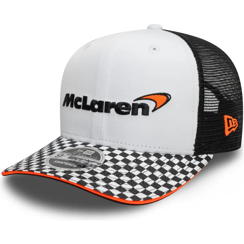 New Era Flat Brim 9FIFTY Checkered Visor McLaren Racing Formula 1 White ...