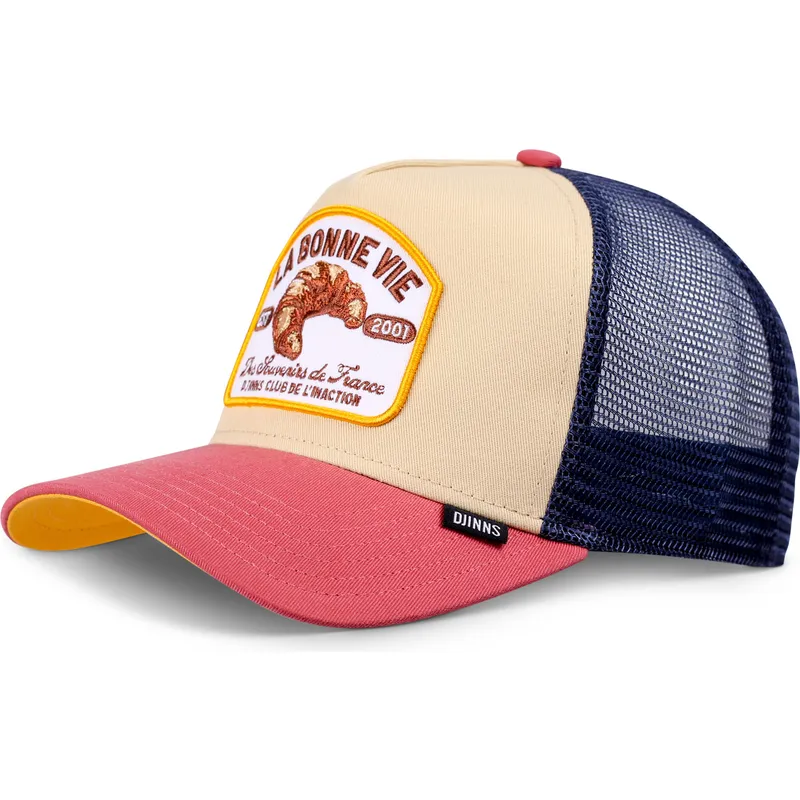 Djinns Croissant HFT La Bonne Vie 2 Beige, Red and Blue Trucker Hat ...