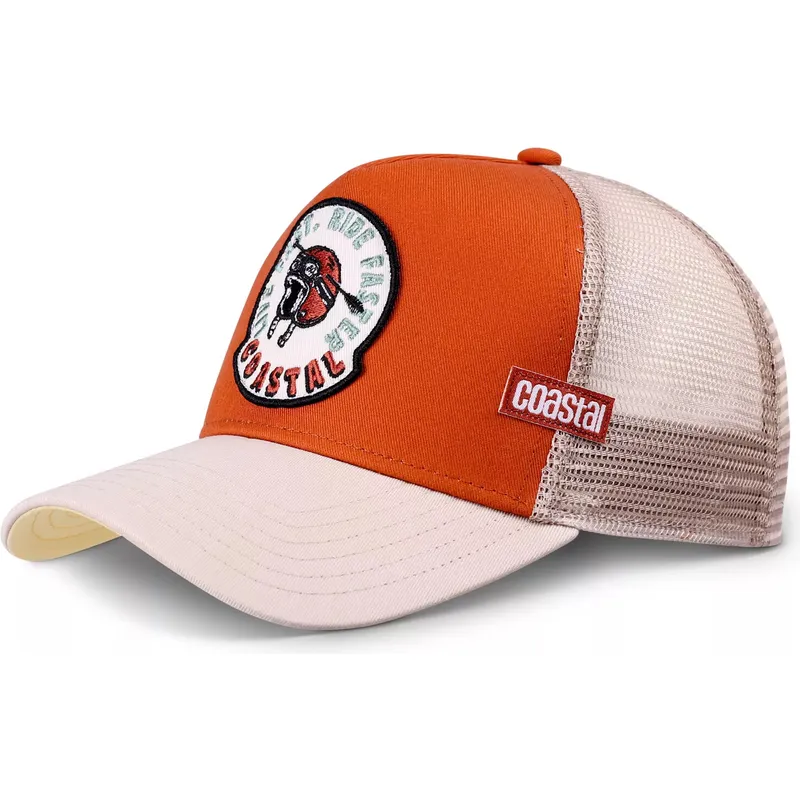 Coastal Live Fast Ride Faster HFT Orange and Beige Trucker Hat ...