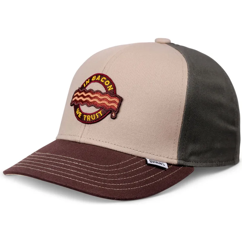 Djinns Curved Brim Youth Food Bacon Basic Multicolor Snapback Cap ...