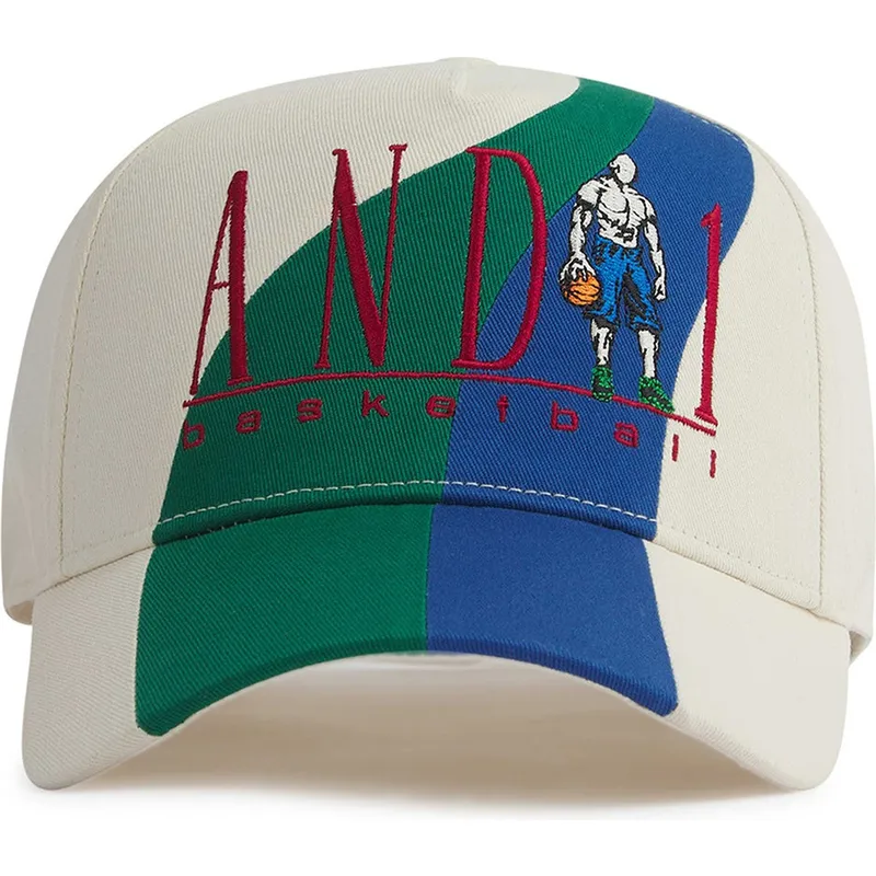 AND1 Curved Brim Retro Logo Colour Block Beige Snapback Cap: Caphunters ...