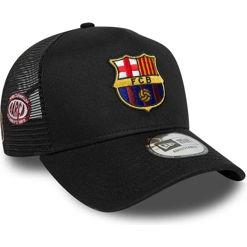 New Era FC Barcelona LALIGA A Frame Patch Black Trucker Hat: Caphunters ...
