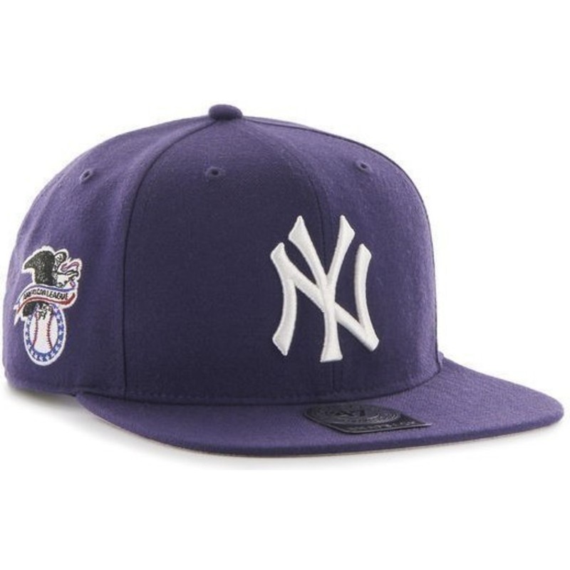 47 Brand Flat Brim Side Logo MLB New York Yankees Smooth Purple ...