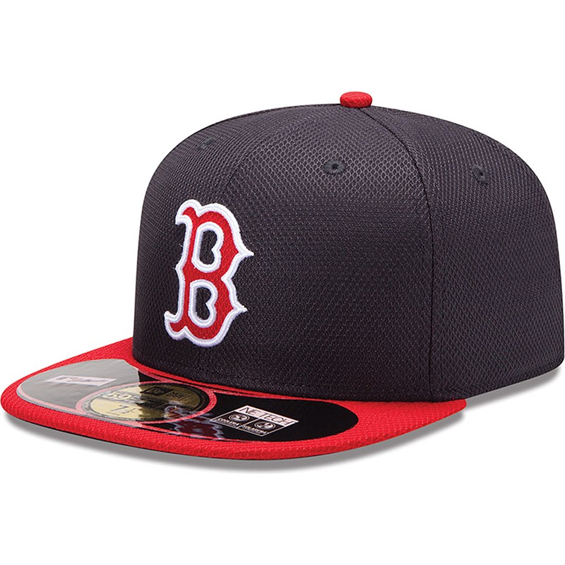 New Era Flat Brim 59FIFTY Diamond Era Boston Red Sox MLB Red Fitted Cap ...